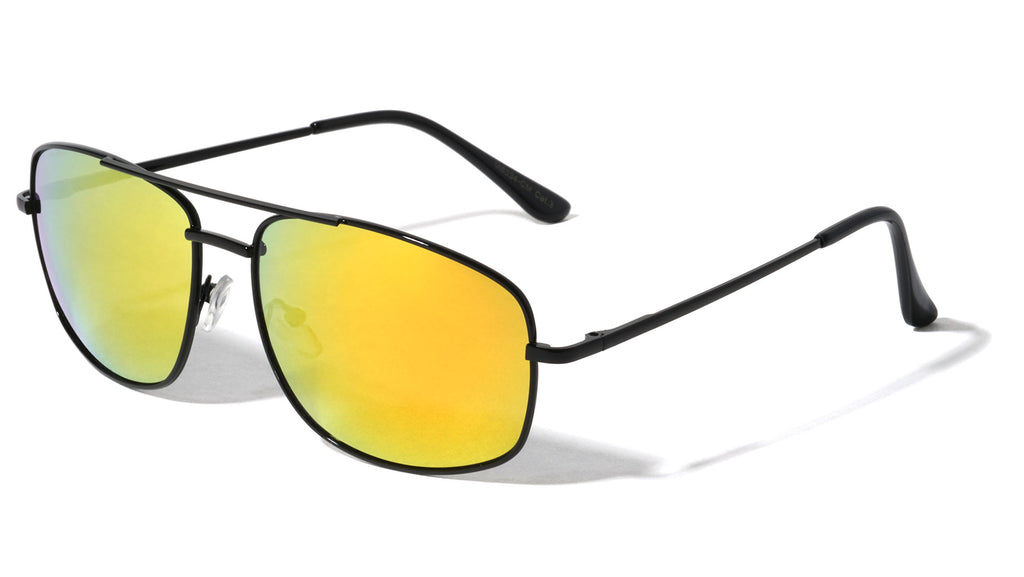 Rectangle Color Mirror Spring Hinge Aviators Bulk Sunglasses - Frontier ...