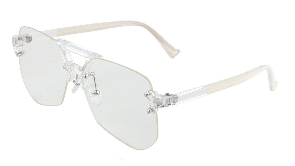 Rimless Angled Clear Lens Aviators Wholesale Bulk Glasses - Frontier ...